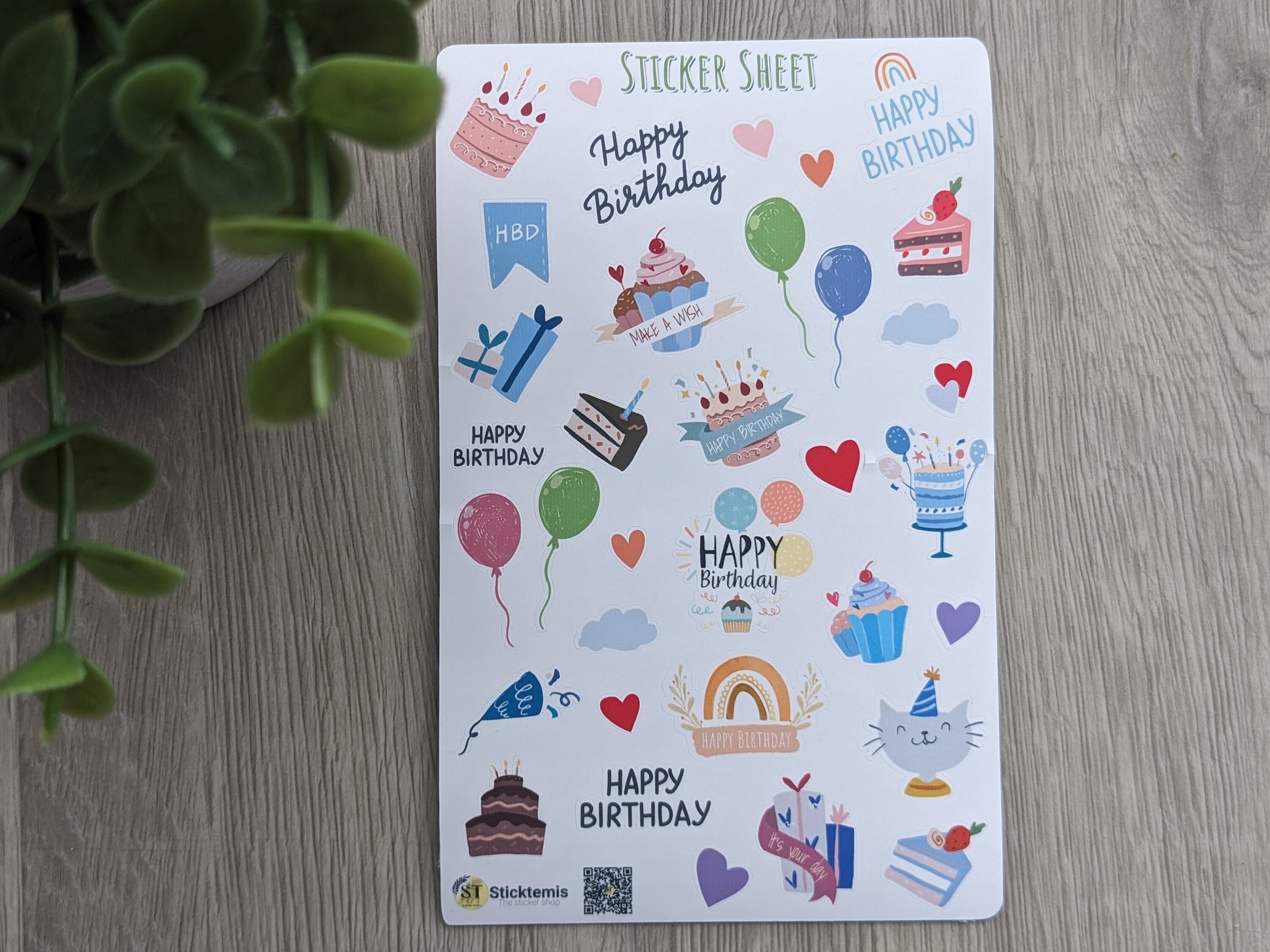 Waterproof Birthday Sticker Sheet Cute Happy Birthday Celebration ...