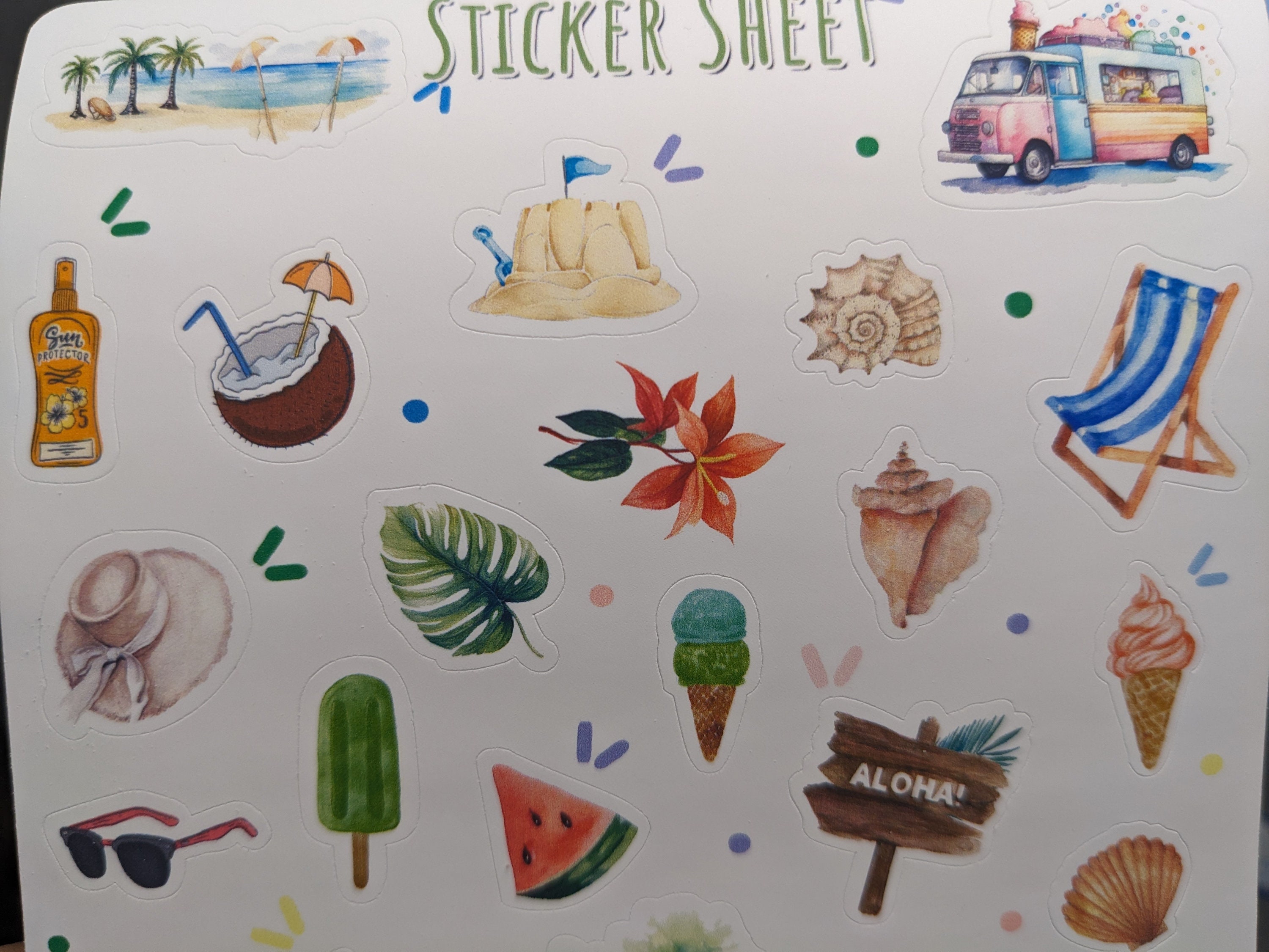 Summer Activities Sticker Sheet | Beach Day Stickers | Picnic Stickers ...