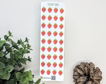 Strawberry Stickers Pack, 45 Pcs Summer Fruit Planner Stickers, Cute ...