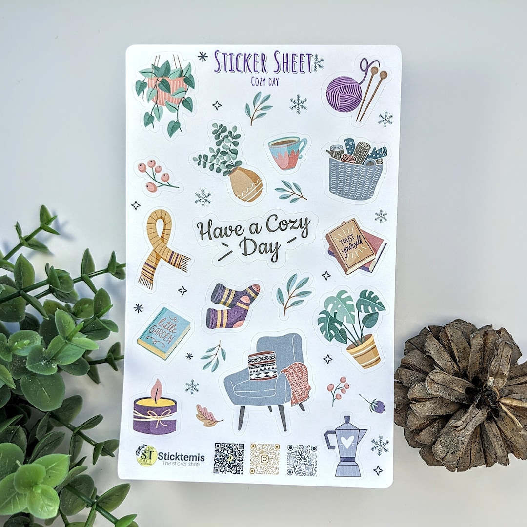 Winter Cozy Day Sticker Sheet | Hygge Stickers | Planner Stickers ...