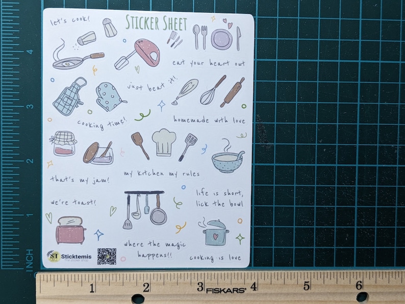 Cute Kitchen Kiss Cut Sticker Sheet, Fun Cooking & Baking Day Sticker ...