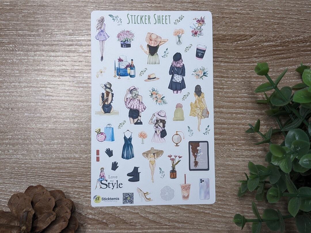Watercolor Fashion Girl Sticker Sheet Cute Sticker Planner ...