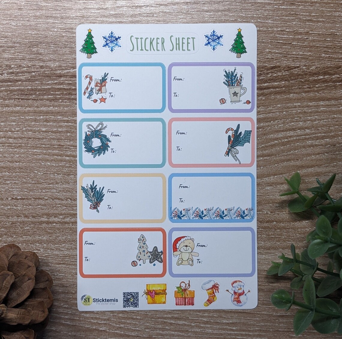 Christmas Gift Tag Sticker Sheet | Present Label Stickers | Peel and ...