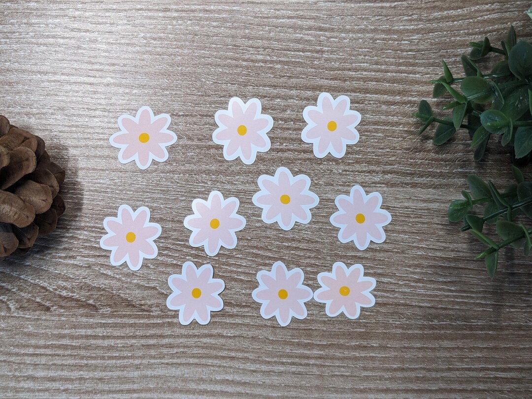 10 Tiny Pink Daisy Vinyl Stickers Laptop Stickers Mini Flower Sticker ...