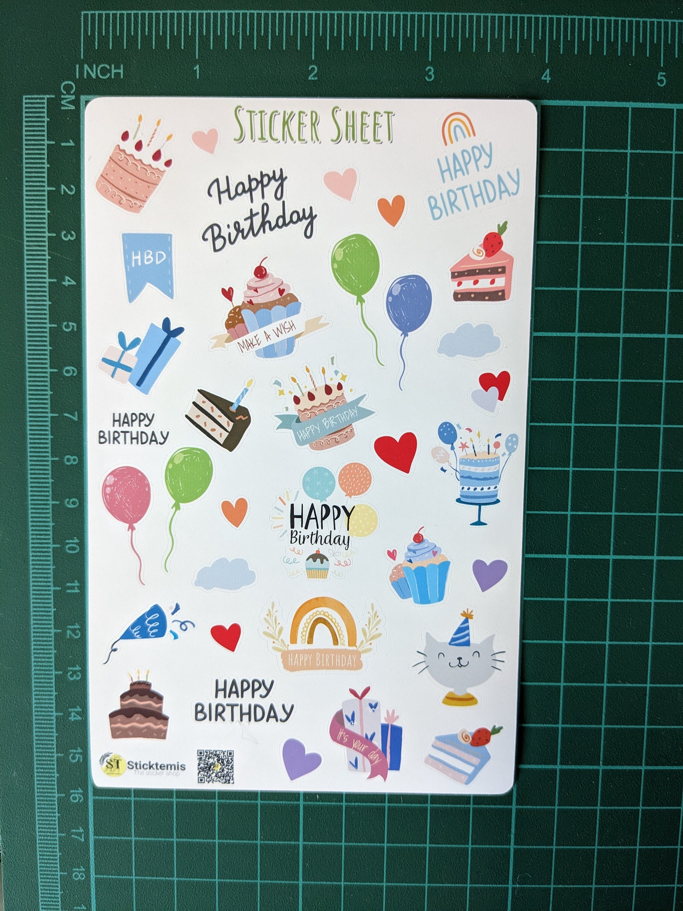 Waterproof Birthday Sticker Sheet Cute Happy Birthday Celebration ...