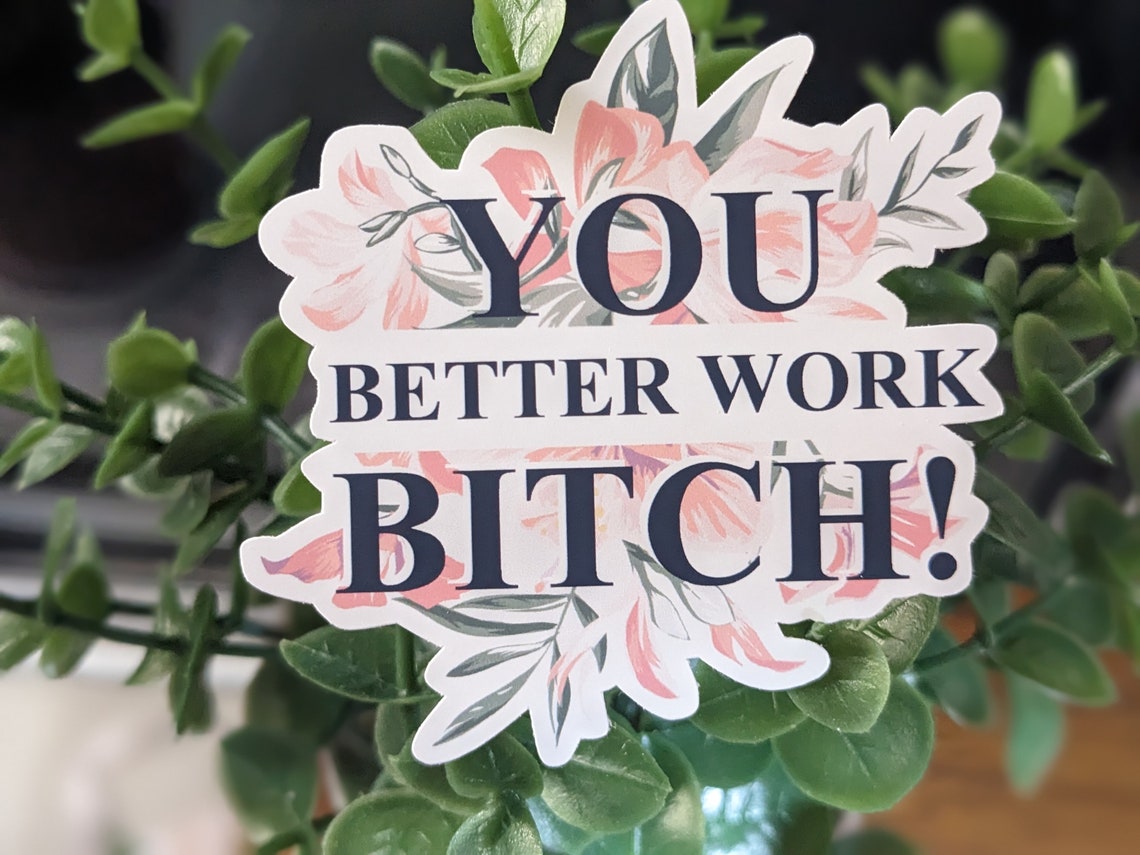 You Better Work Bitch Waterproof Sticker Flower Quote - Etsy Canada