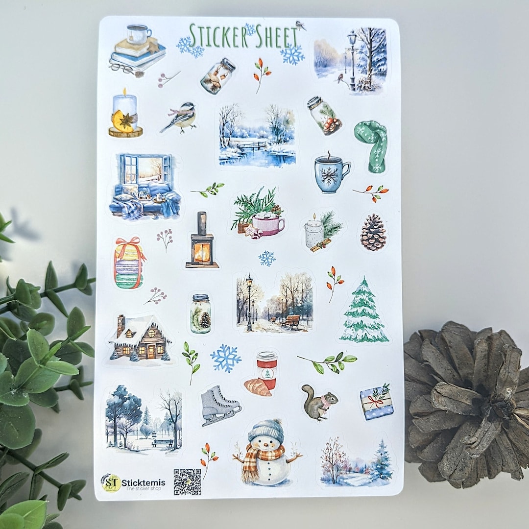 Winter Deco Sticker Sheet | Journal, Scrapbook, Planner Decoration ...