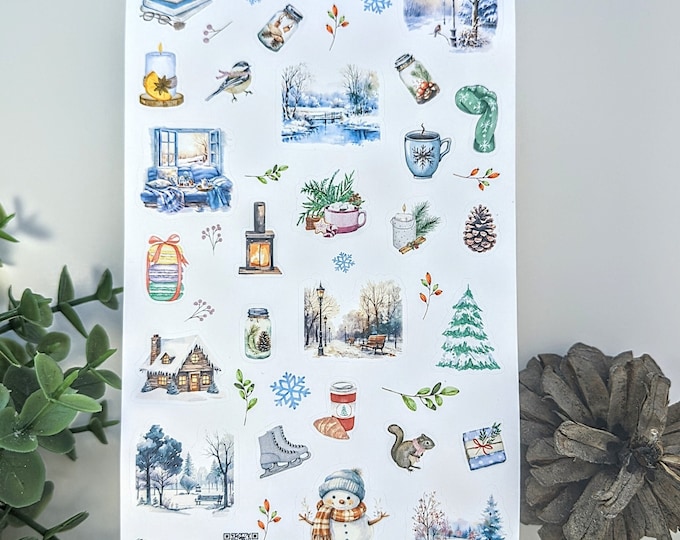 Winter Sticker Sheet | Cozy Winter Stickers, Bullet Journal Stickers ...