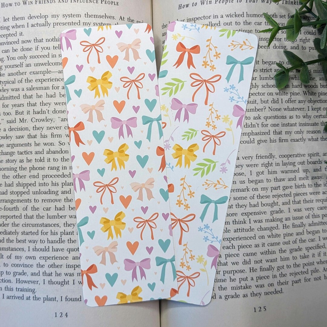 Bow Bookmark Set: Double Sided Matte Paper, Book Lover Gift - Etsy