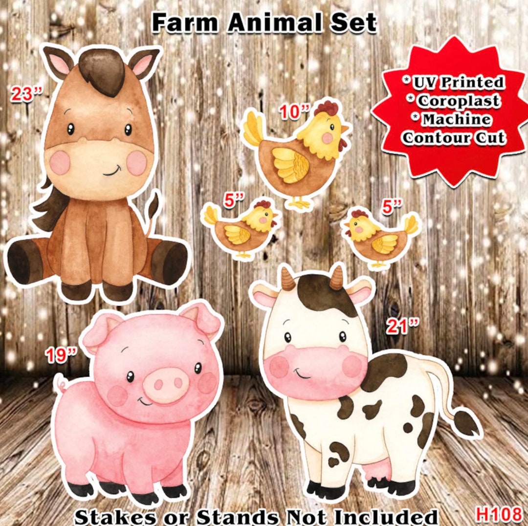 6 Piece Farm Animals Set Party Prop, Yard Display, Coroplast, Contour ...
