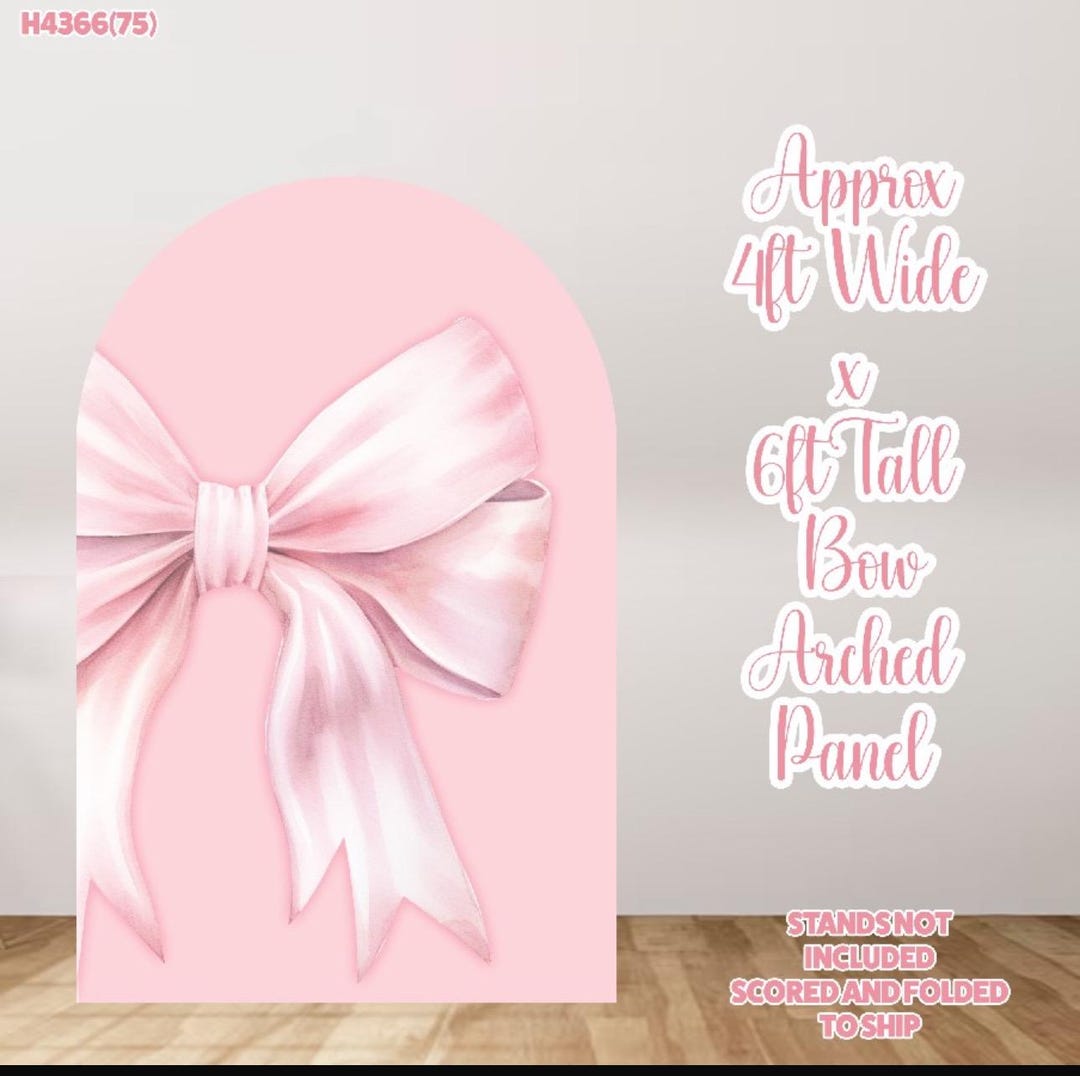 H4366 Pink Bow Arched Panel Approx 4x6ft Prop. Stands Not Included and ...