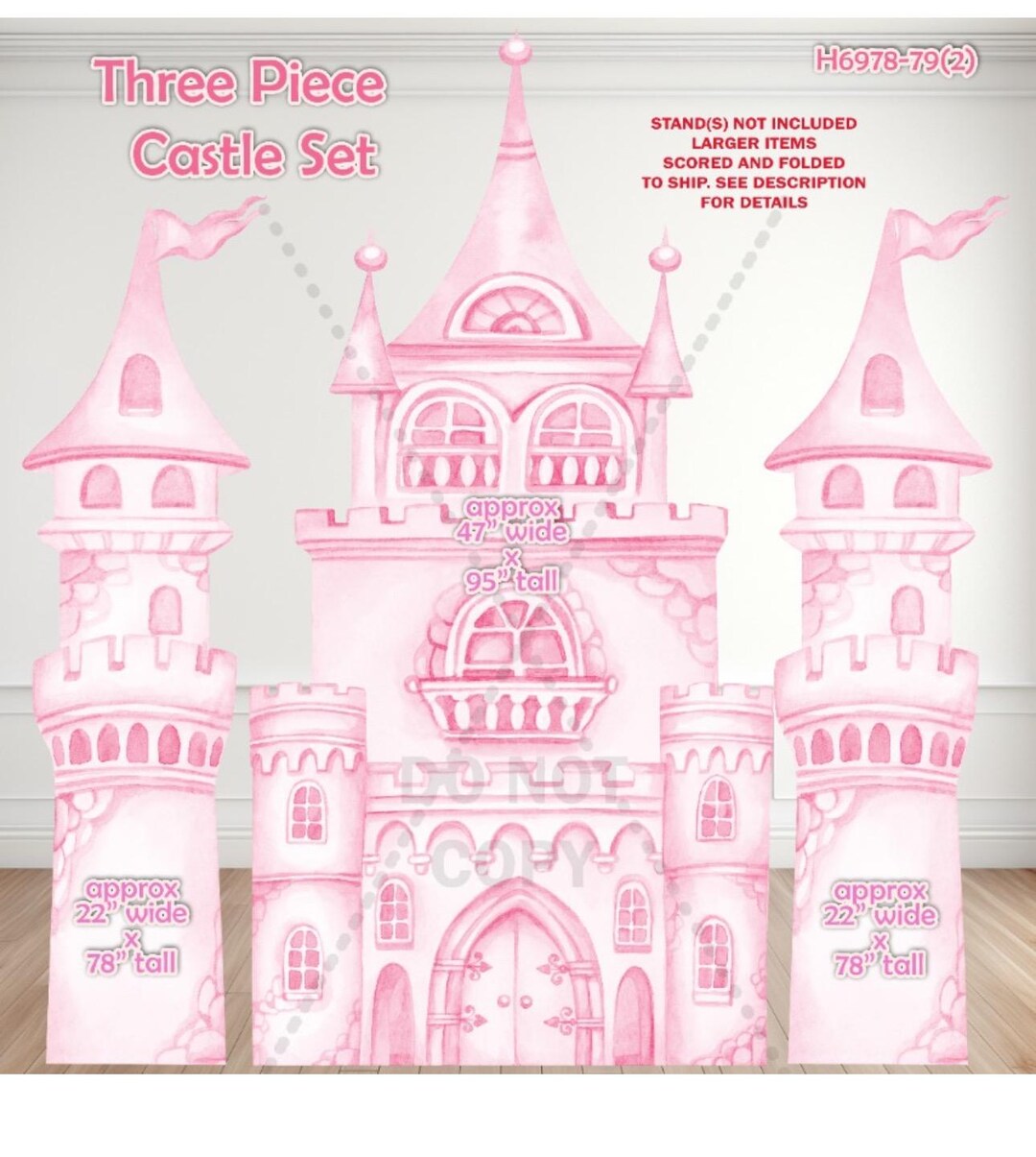 H6978/79 - Light Pink Castle Prop Cutout - Stakes or Stands Not ...