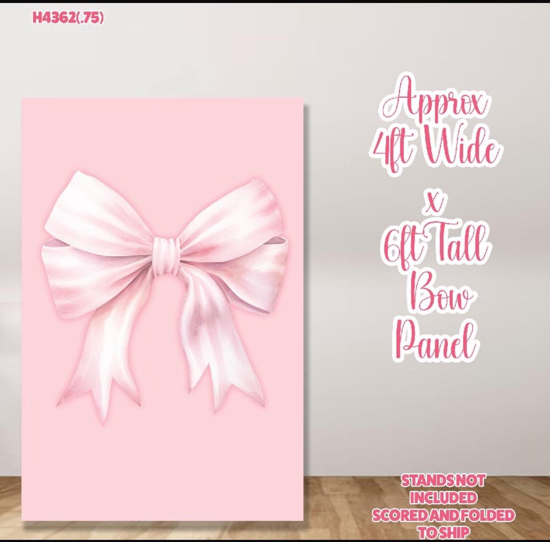 H4362 Pink Bow Panel Approx 4x6ft Prop. Stands Not Included and Scored ...