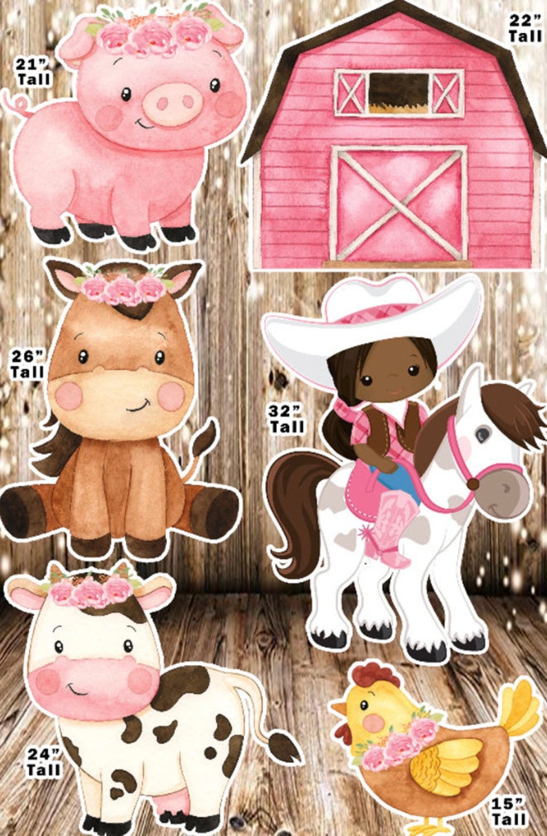6 Piece Farm Animals and Cowgirl Set Party Prop, POC, Yard Display ...