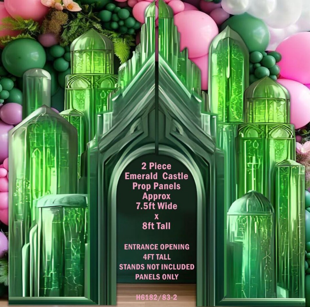 H6182-83 Two Piece Green Emerald Prop Panel Castle. Approx. 7.5ft Wide ...
