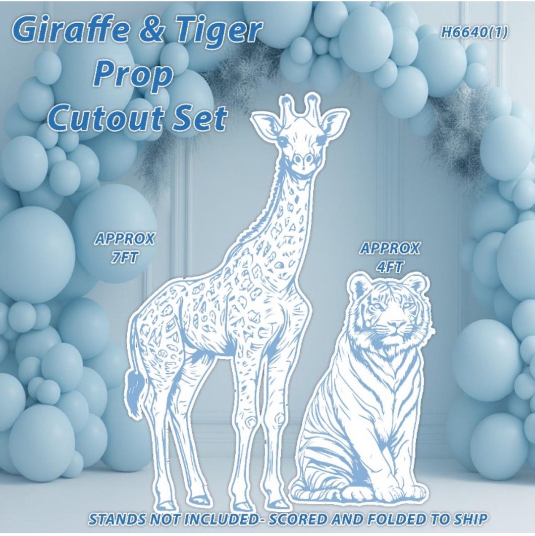 H6640 - Blue Safari Tiger and Giraffe Prop Cutouts - Blue - Etsy