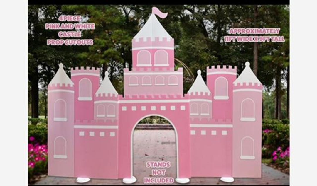 4 Piece Pink and White Large Castle Prop Cutout - Stakes or Stands Not ...