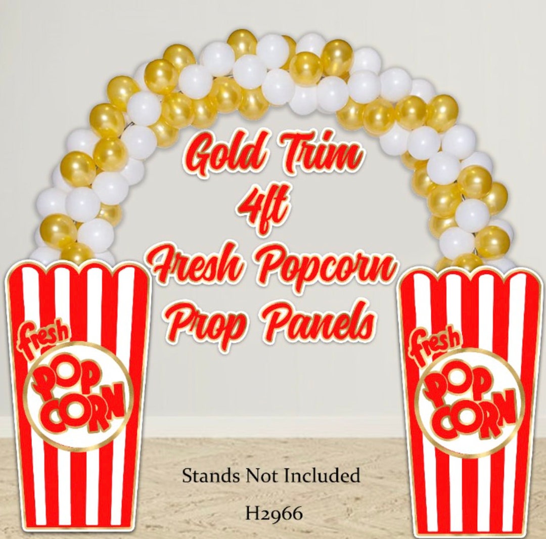 Gold Trim Fresh Popcorn Prop Panels, Set of 2, Approx 4ft. Stands Not ...