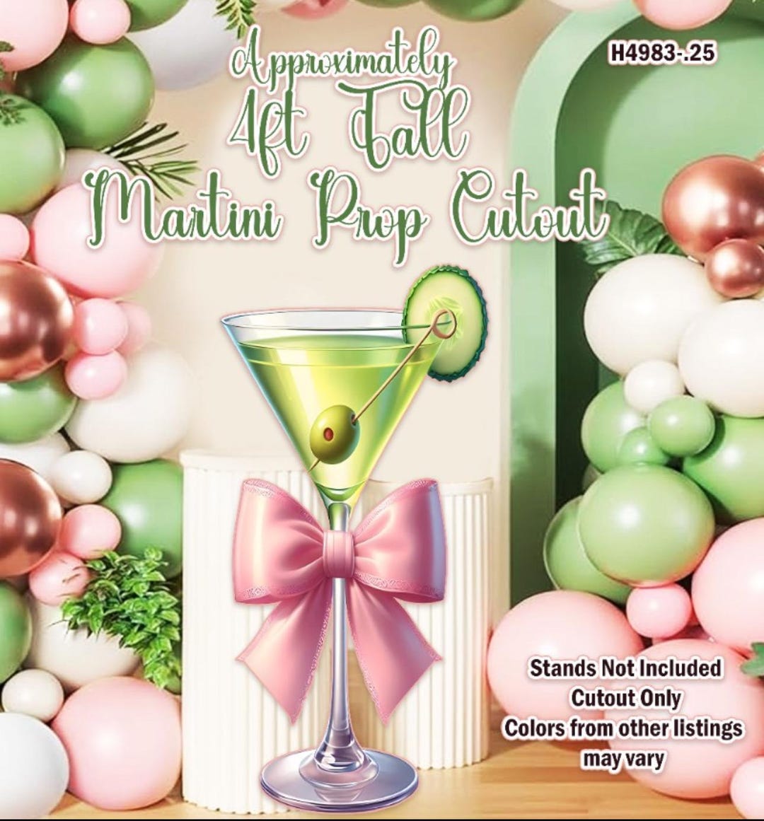 H4983 4ft Martini Party Prop Cut Out. Approx 4ft Tall Stands Not ...