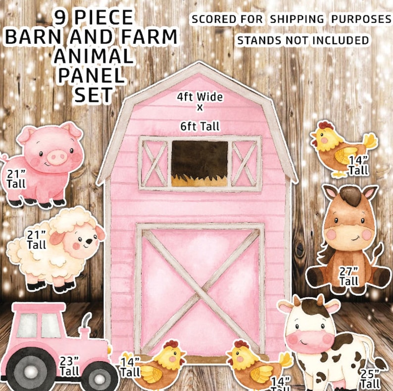 9 Piece Barn and Farm Animals Set Party Prop Panels, Yard Display ...