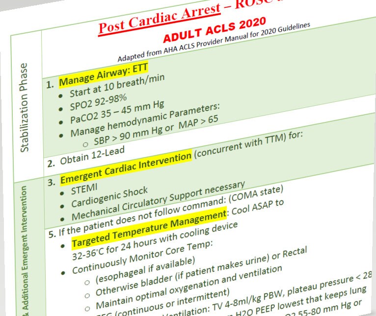 List View of Steps in ACLS, Including Maternal and Obstetric Cardiac ...