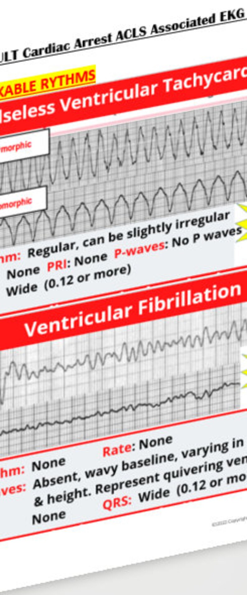 ACLS Reference Study Guide - Cardiac Arrest, Shockable, Non-shockable ...