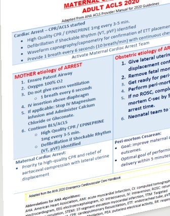 List View of Steps in ACLS, Including Maternal and Obstetric Cardiac ...