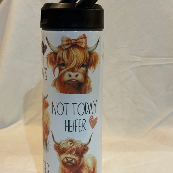 Personalised Highland Cow Water Bottle - Etsy