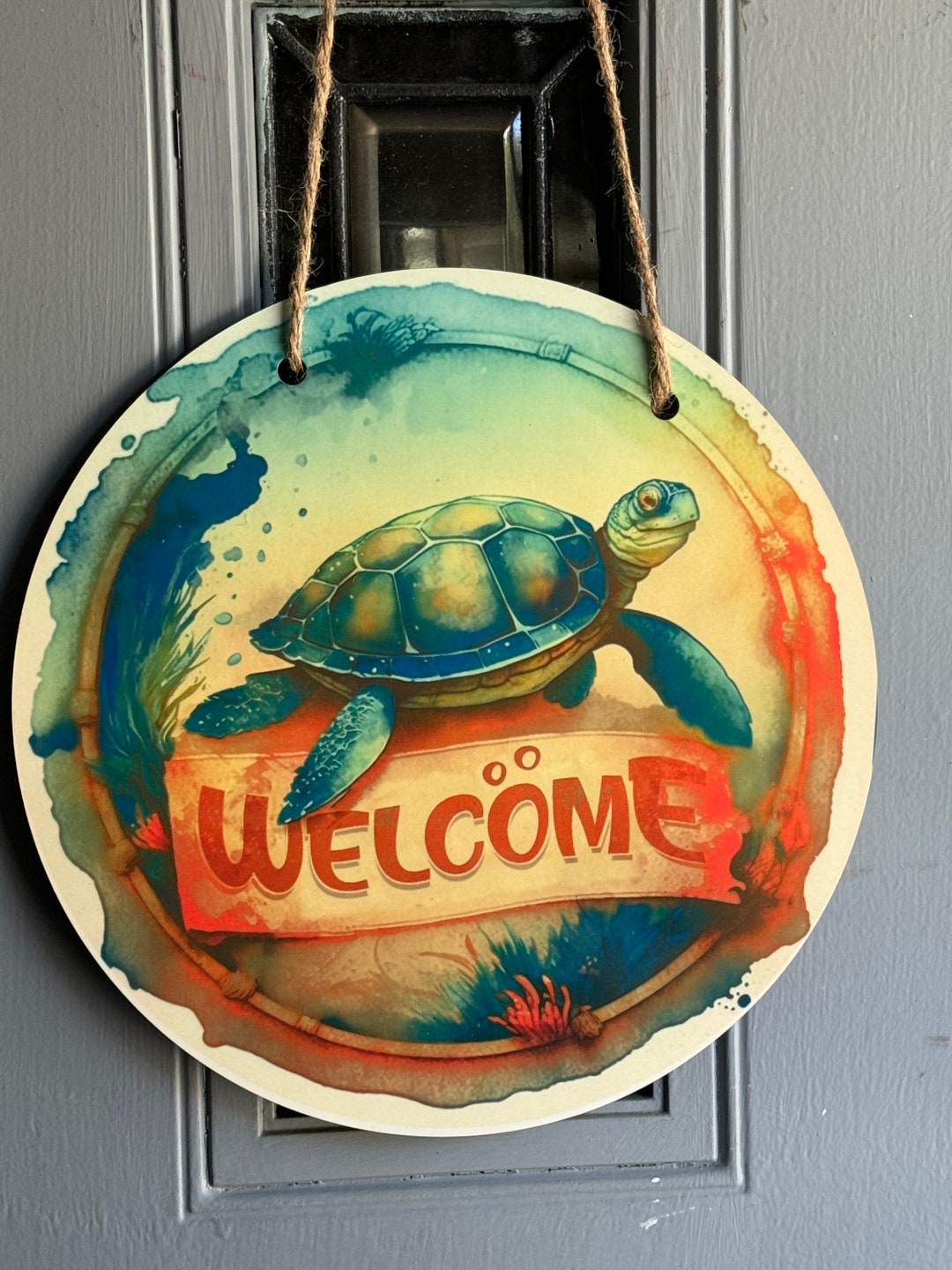 Turtle Welcome Door Hanger - Etsy
