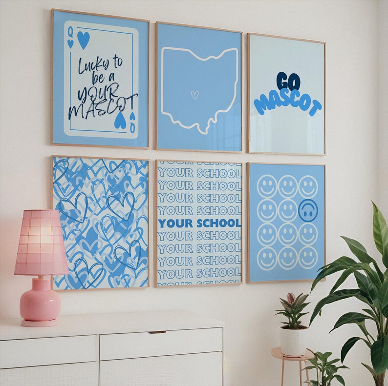 Custom College Dorm Decor Poster Print Set, Set of 6 Custom Preppy ...
