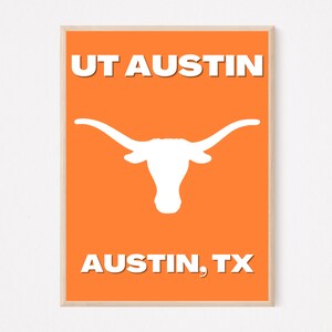 UT Austin Digital Prints, Trendy College Posters, Set of 6 Print ...