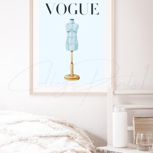 Blue Fashion Magazine Poster Print, Vogue Fashion Wall Art, Aesthetic ...