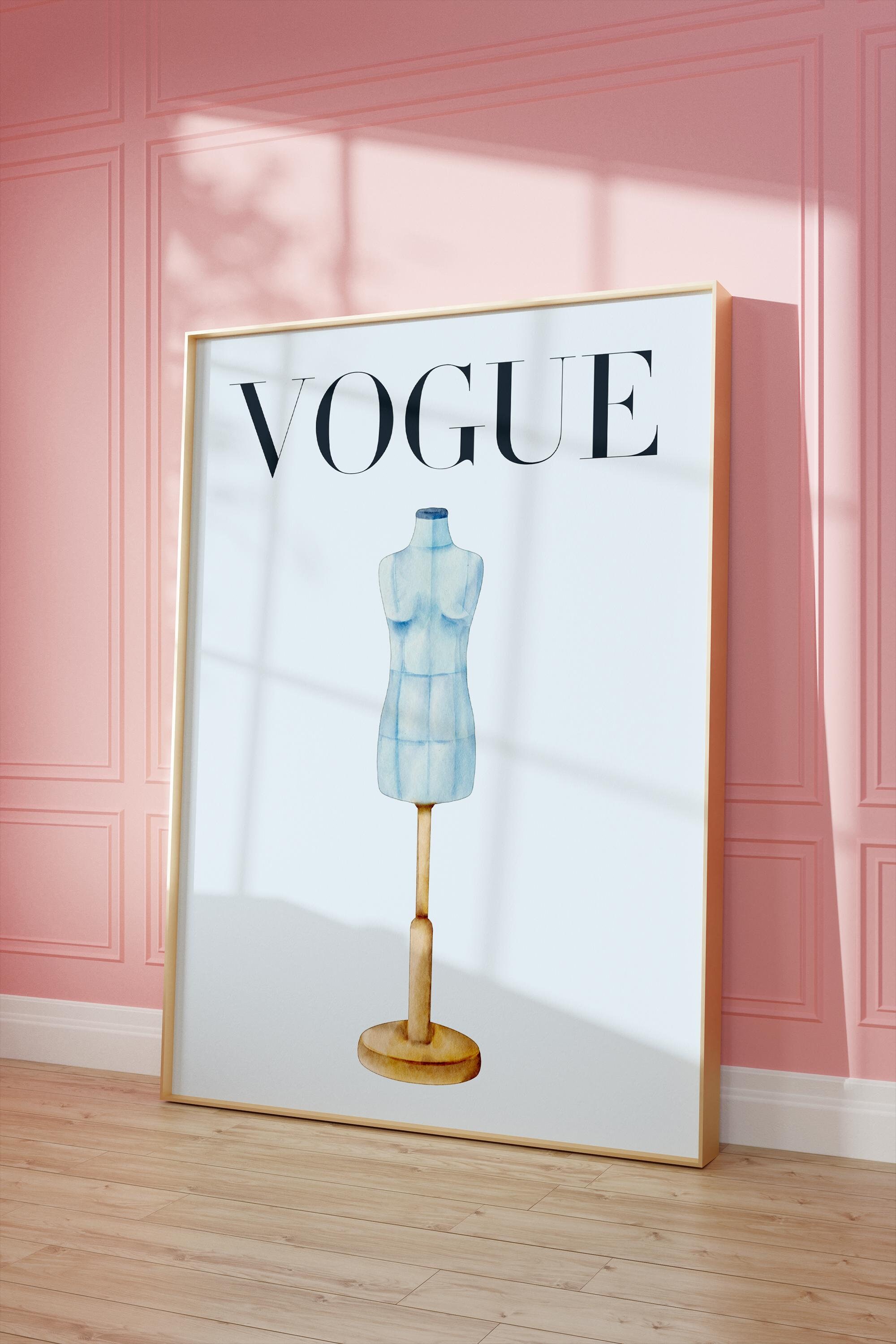 Blue Fashion Magazine Poster Print, Vogue Fashion Wall Art, Aesthetic ...