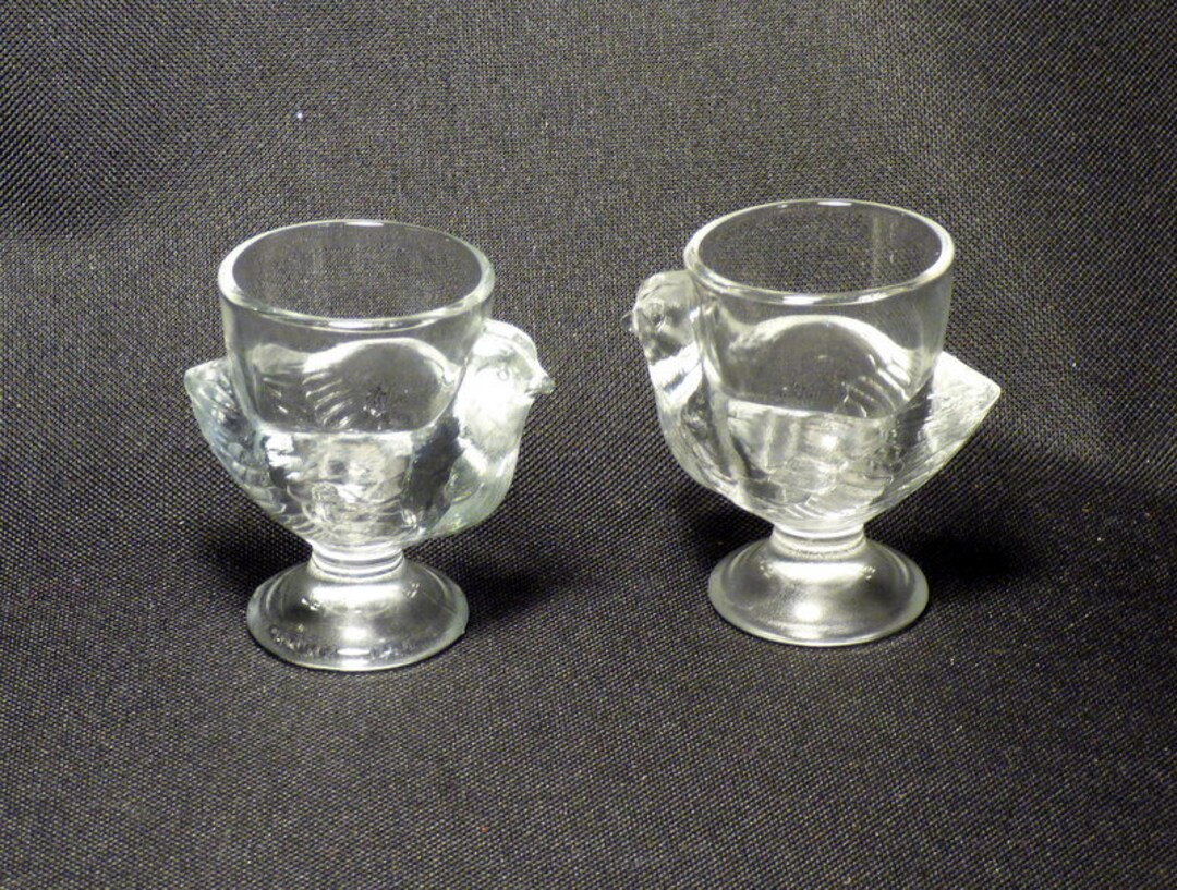 Chicken Egg Cups 2, Clear Glass, France - Etsy