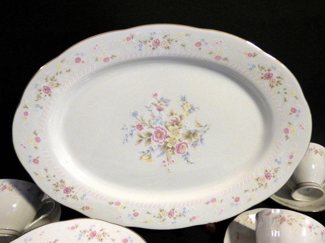 Antique Pink Floral China 44 Piece - Etsy