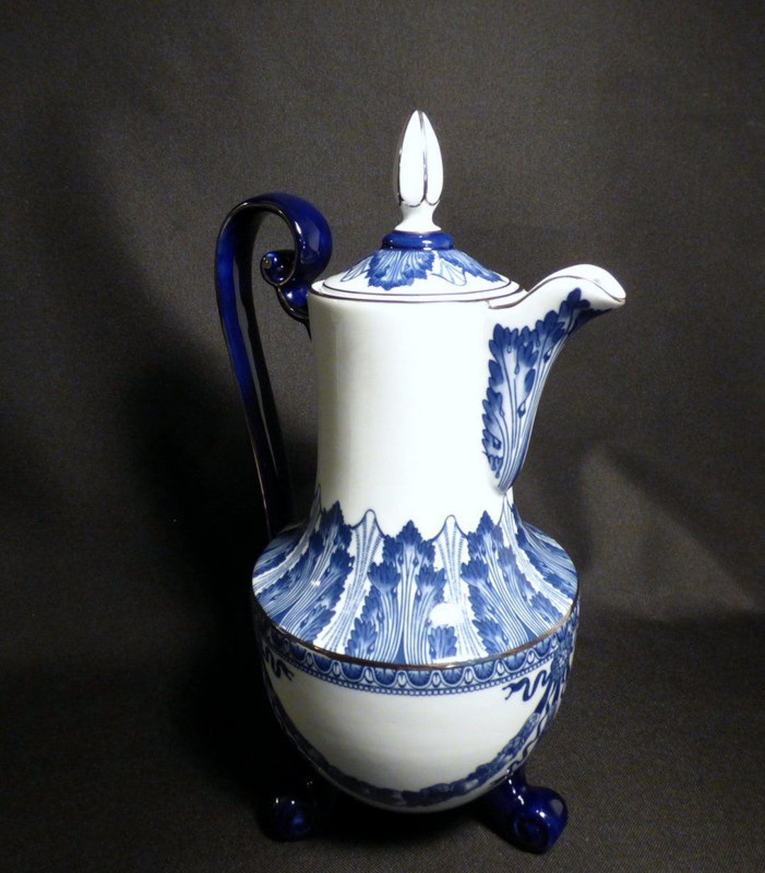 Bombay 13-inch Cobalt Blue and White Ceramic Footed Coffee Server With ...