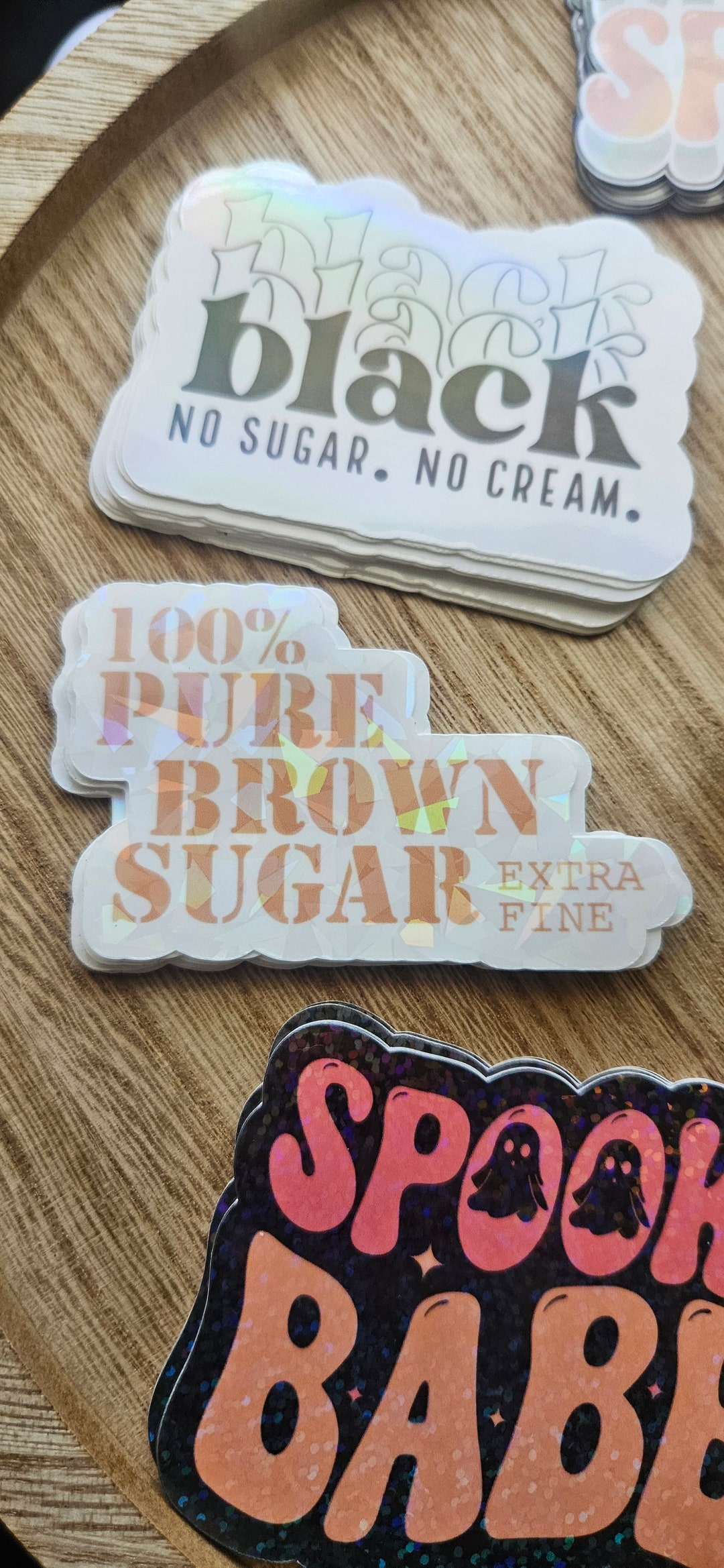 Brown Sugar Extra Fine Weatherproof Holographic Stickers | Black ...