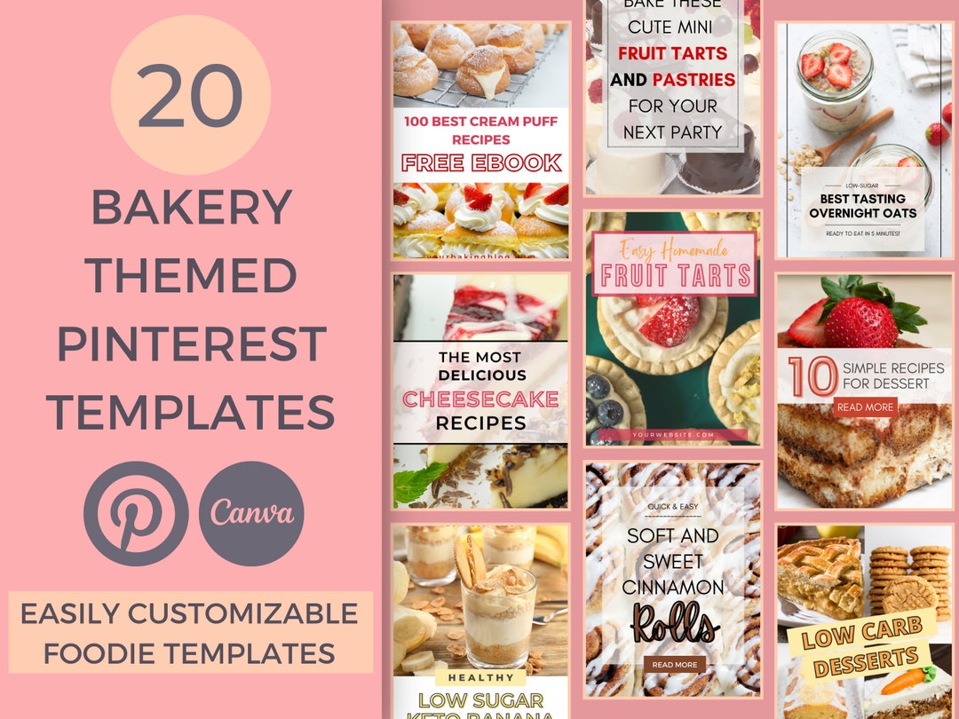 Pinterest Pink Bakery Templates Pinterest Canva Templates for - Etsy