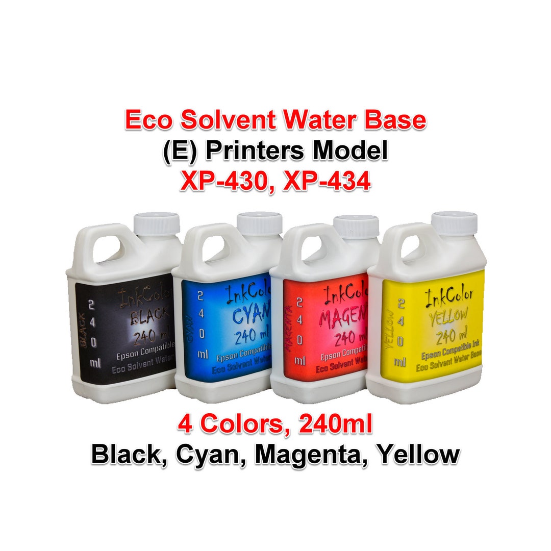 Eco Solvent Water Base Ink 4 Colors, (4) 240ml Bottles, for (E) Printer ...
