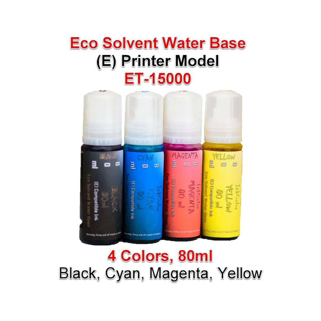 Eco Solvent Water Base Ink 4 Colors 80ml for E Printer Model ET-15000 4 ...