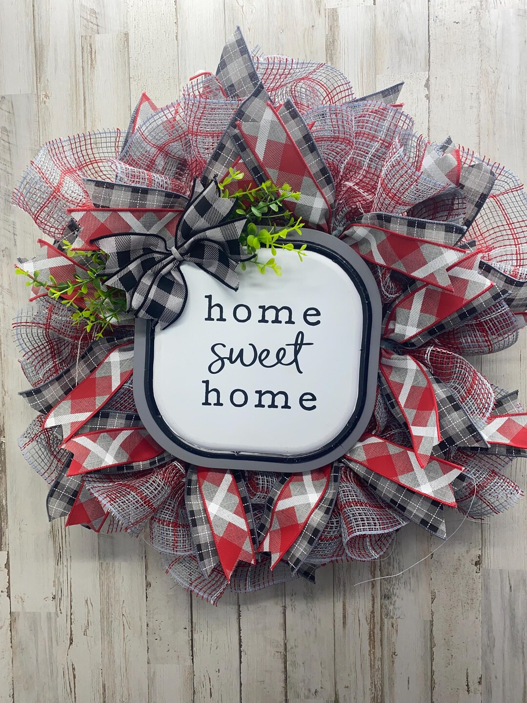 Home Sweet Home Wreath – Low Profile Deco Mesh Wreath – Everyday Front ...