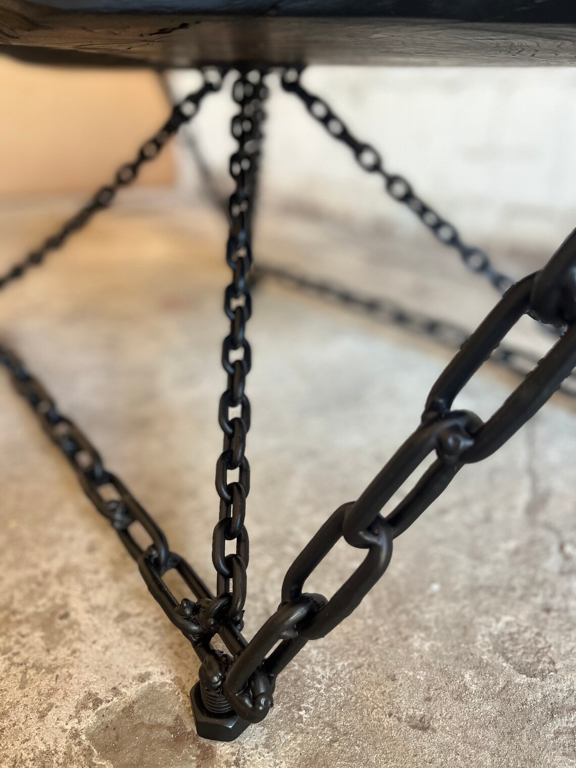 Fire-charred Oak Table With Chain Legs - Etsy