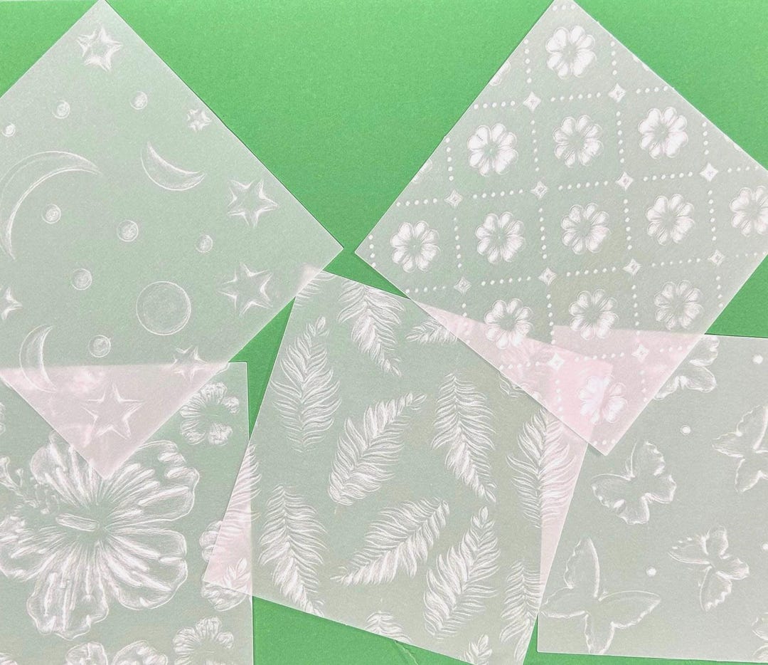 10 Vellum Embossed Paper Squares - Etsy