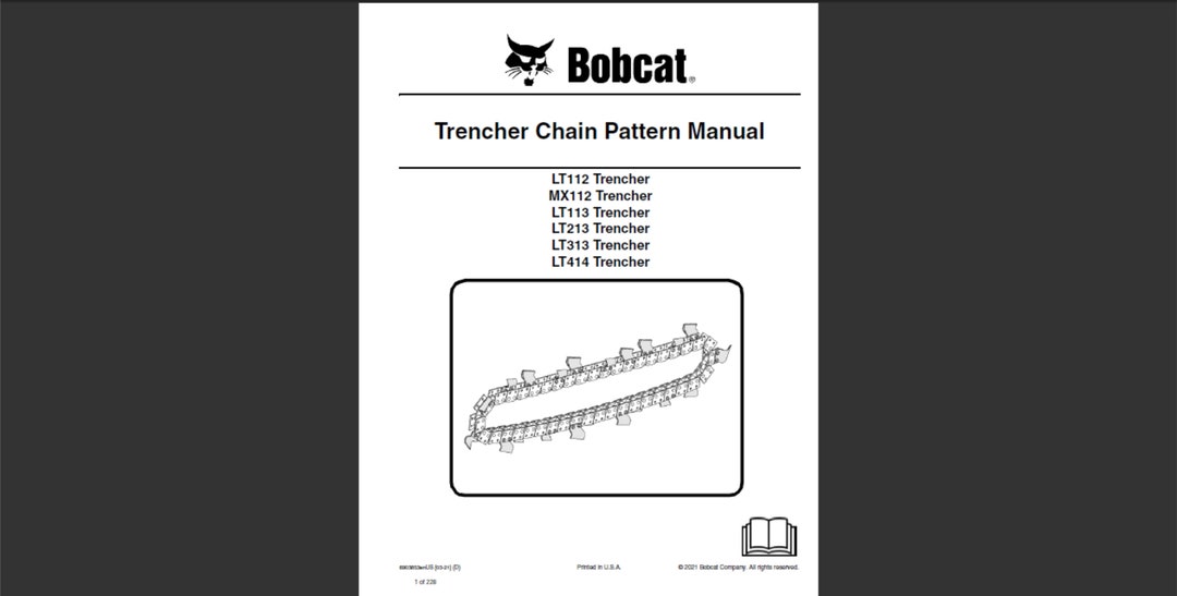 Bobcat LT112, MX112, LT113, LT213, LT313 and LT414 Trencher Chain ...