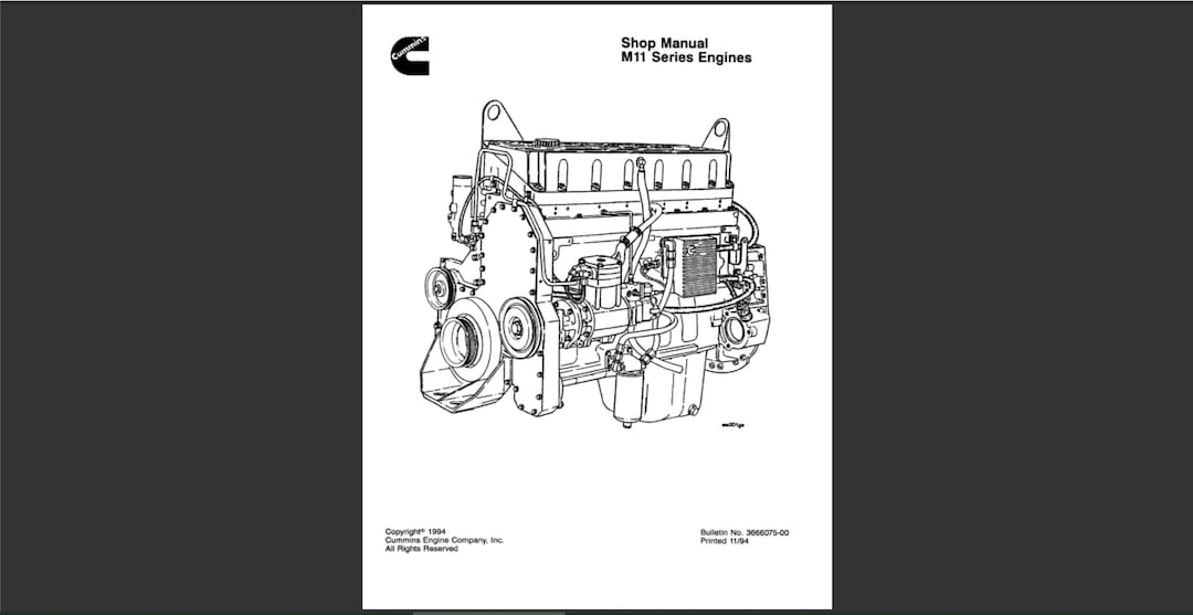 Cummins M11 Series Marine Engine Workshop Service Manual PDF Digital ...
