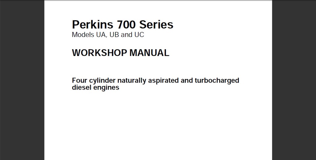Perkins 700 Series Models Ua UB and UC Engines Workshop Service Manual ...