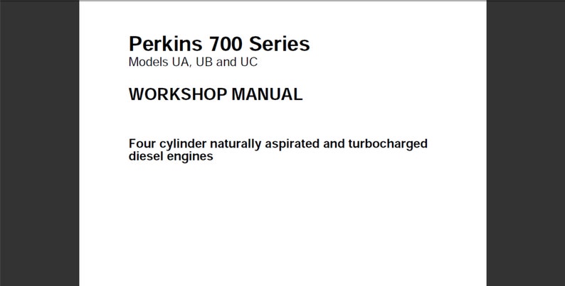 Perkins 700 Series Models Ua UB and UC Engines Workshop Service Manual ...