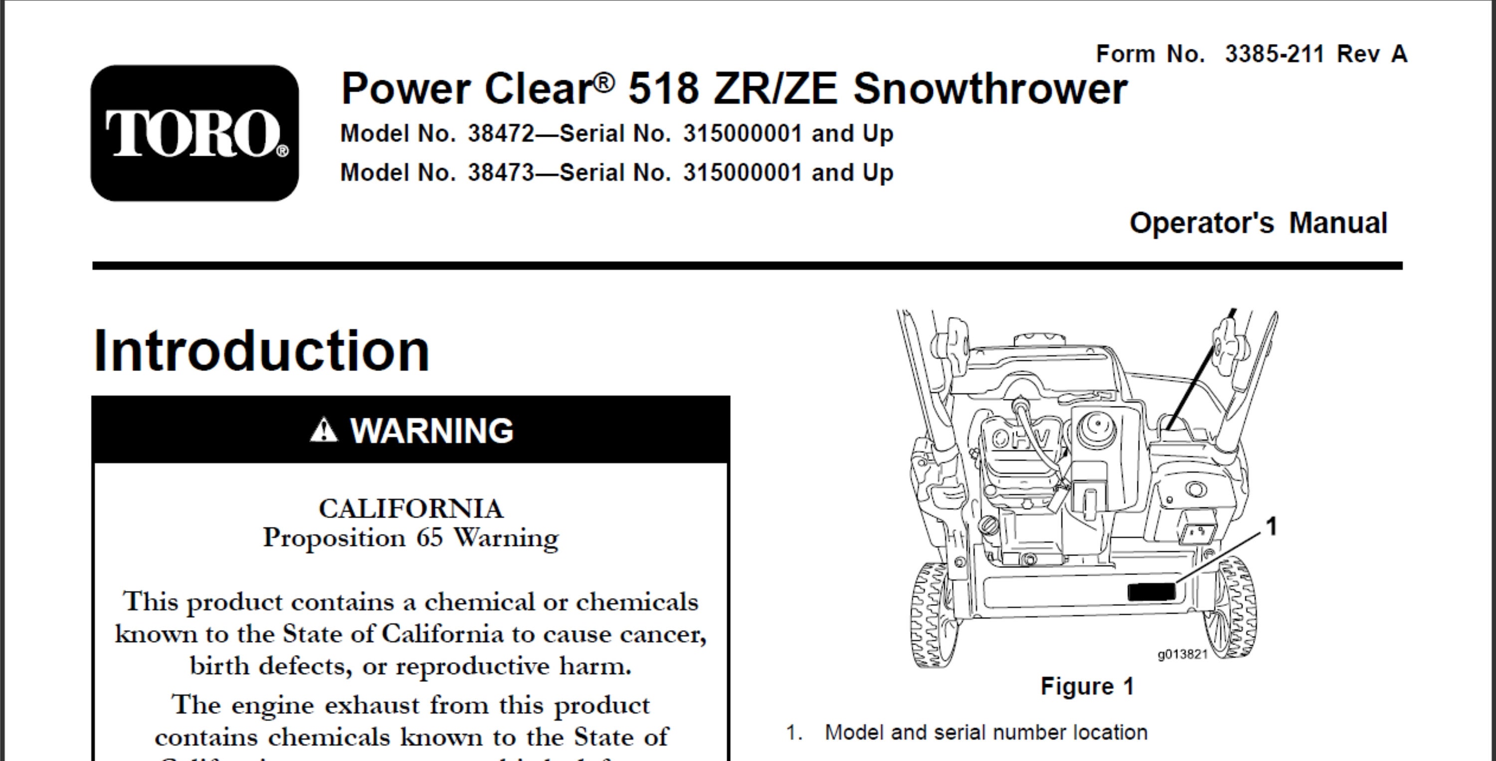 Toro Power Clear 518 ZR and Toro Power Clear 518 ZE Snowblower Snow ...