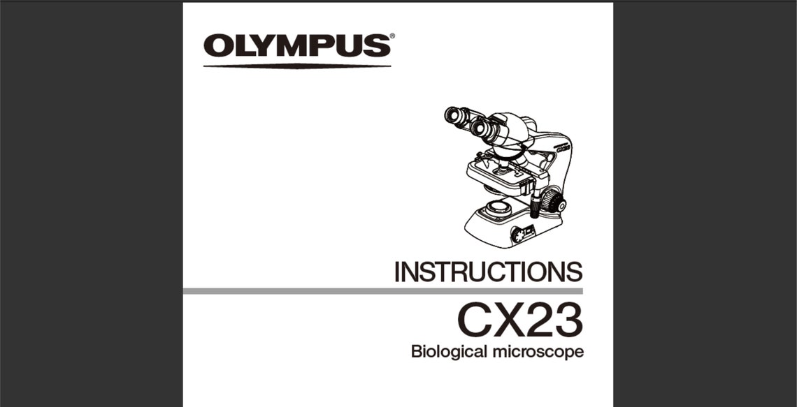 Olympus CX23 Microscope Manual PDF Digital Download - Etsy