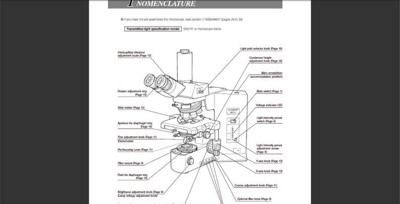 Manual del microscopio Olympus BX51 PDF descarga digital - Etsy México